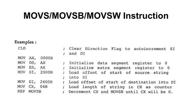 Byte and string manipulation 8086 | PPTX