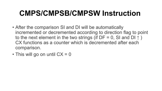 Byte And String Manipulation 8086 Ppt