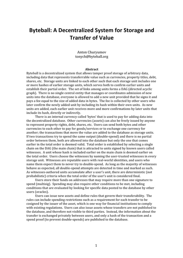 Byteball white paper | PDF