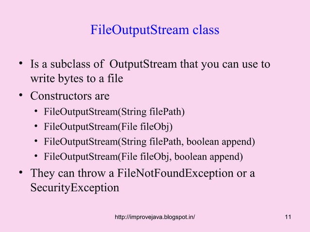 Byte Stream Classes 49
