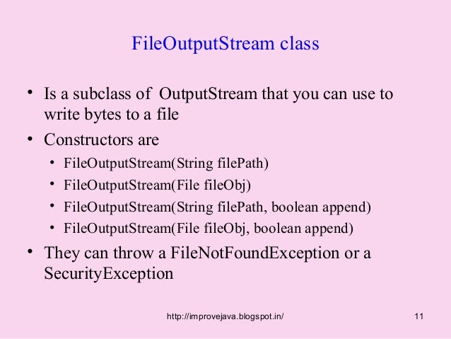 Byte stream classes.49