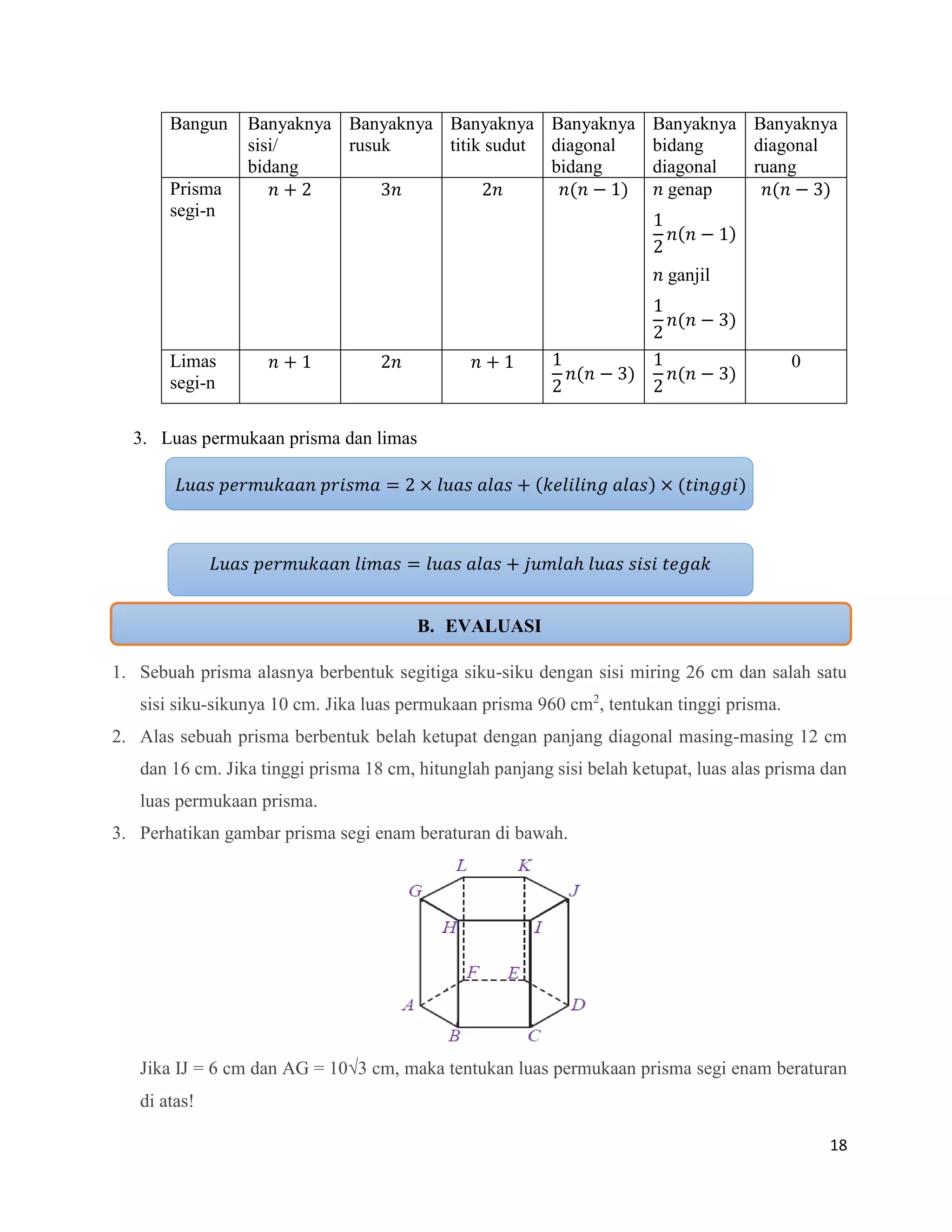 BAHAN AJAR yupi ayu manora luas permukaan prisma dan limas | PDF