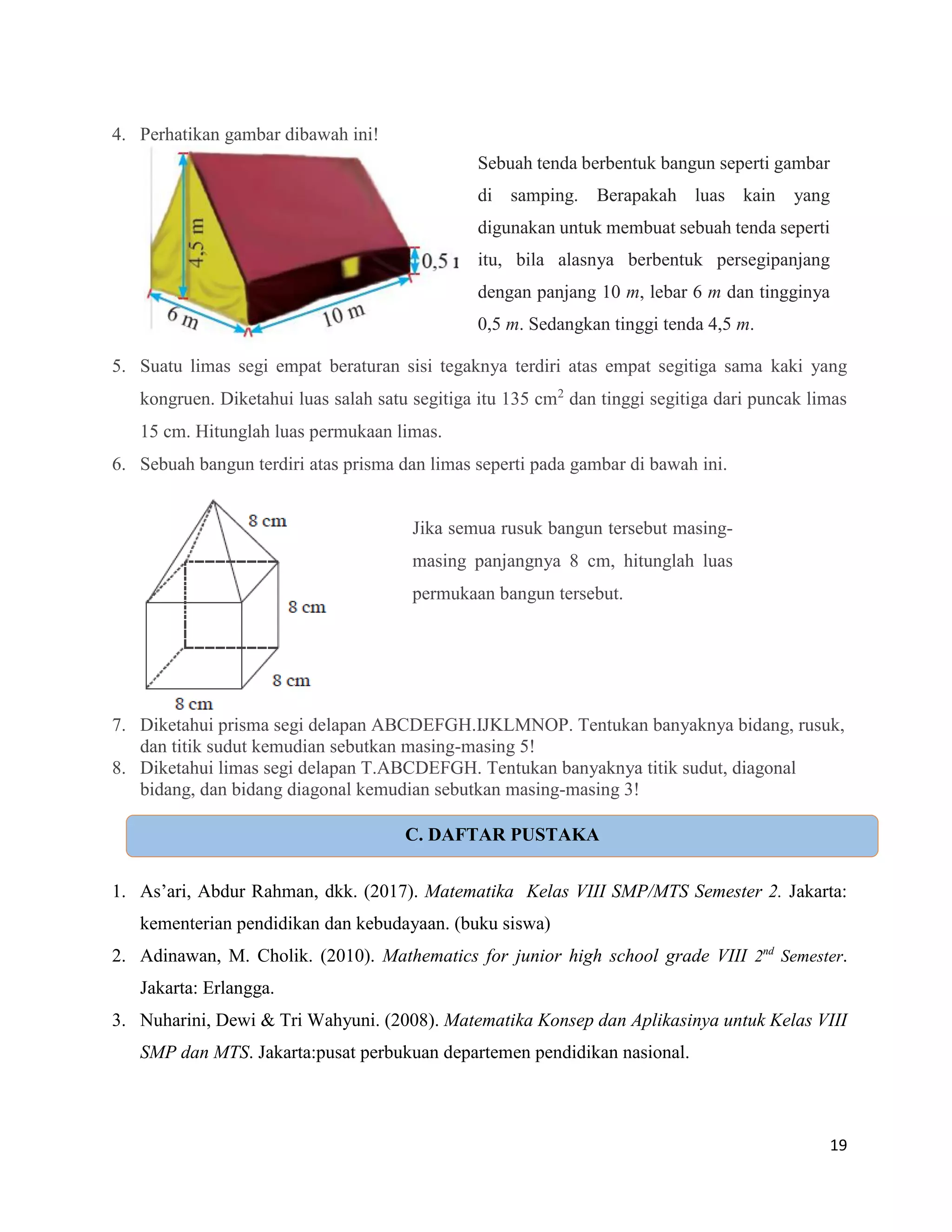 BAHAN AJAR yupi ayu manora luas permukaan prisma dan limas | PDF