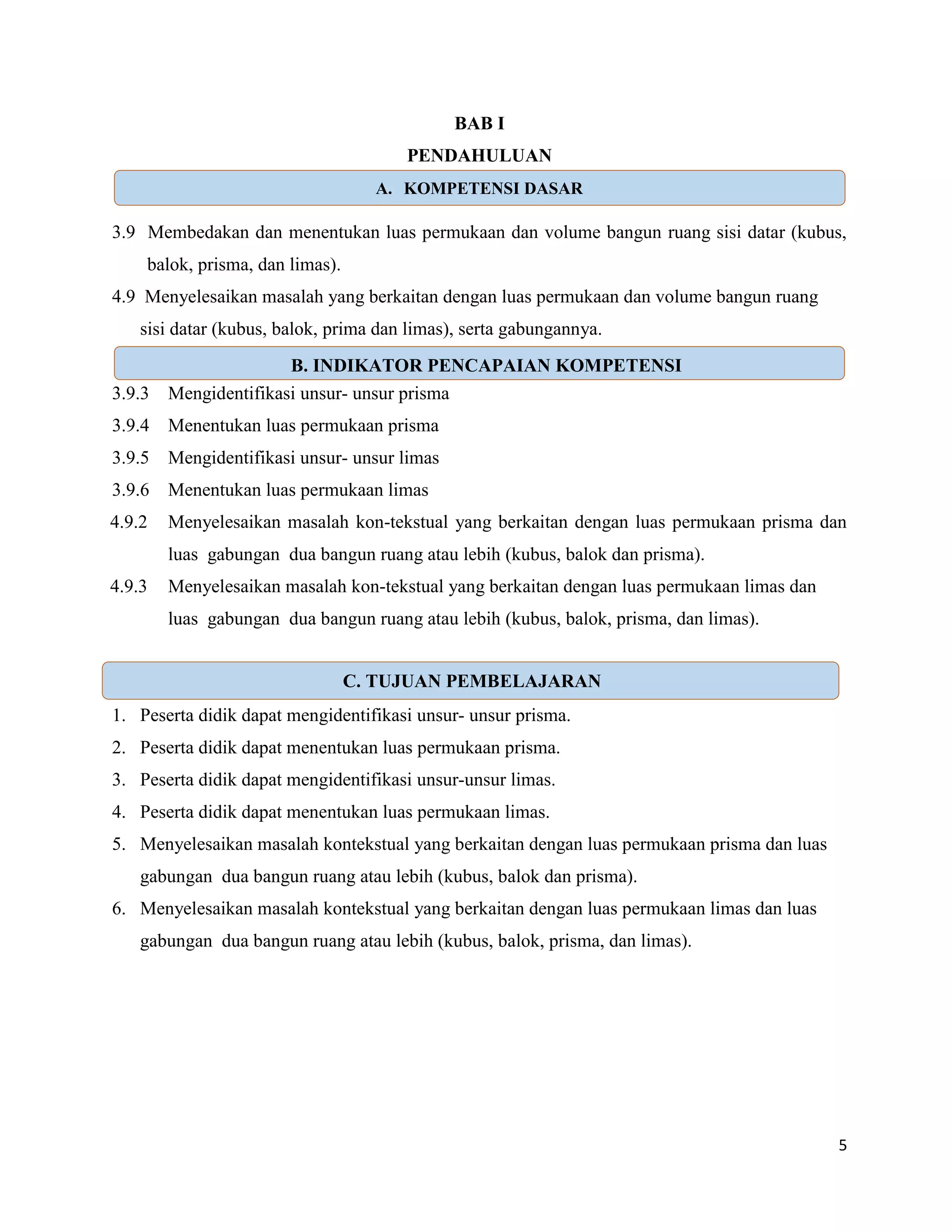 BAHAN AJAR yupi ayu manora luas permukaan prisma dan limas | PDF