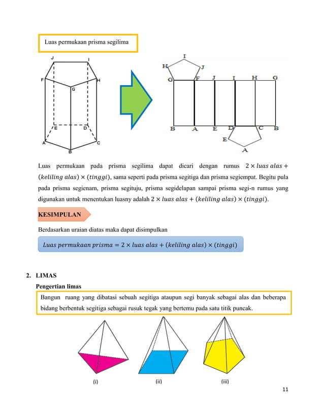 BAHAN AJAR yupi ayu manora luas permukaan prisma dan limas | PDF