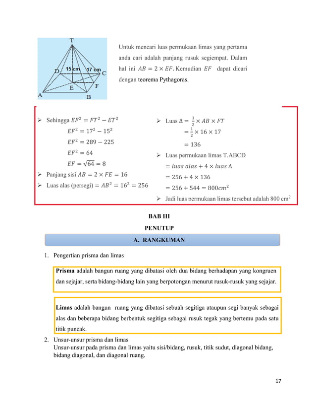 BAHAN AJAR yupi ayu manora luas permukaan prisma dan limas | PDF