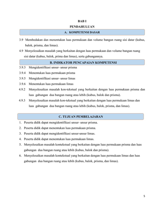 BAHAN AJAR yupi ayu manora luas permukaan prisma dan limas | PDF