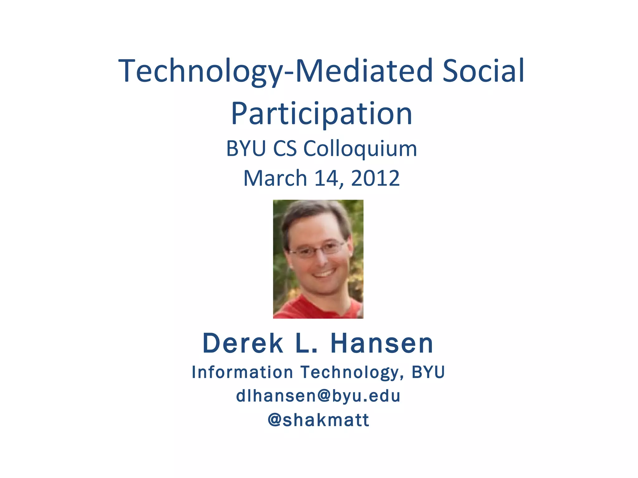 BYU CS Colloquium Presentation | PPT