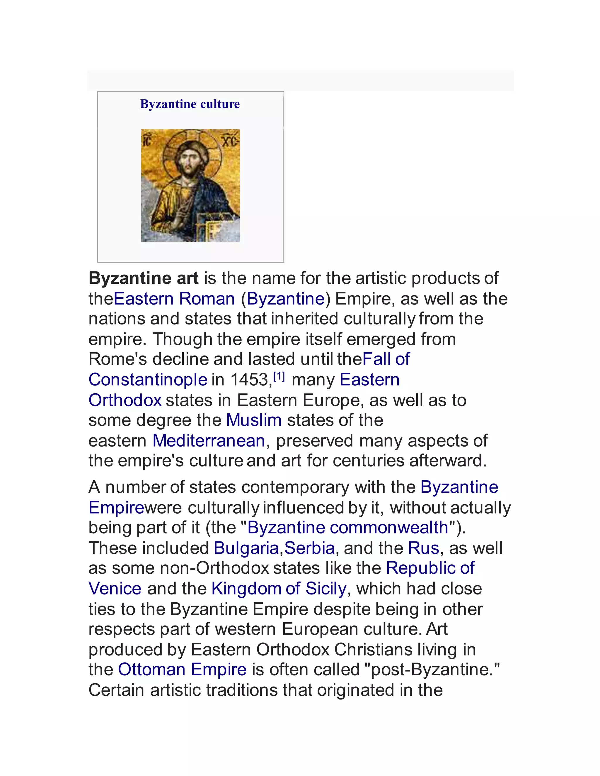 Byzantine art | DOCX