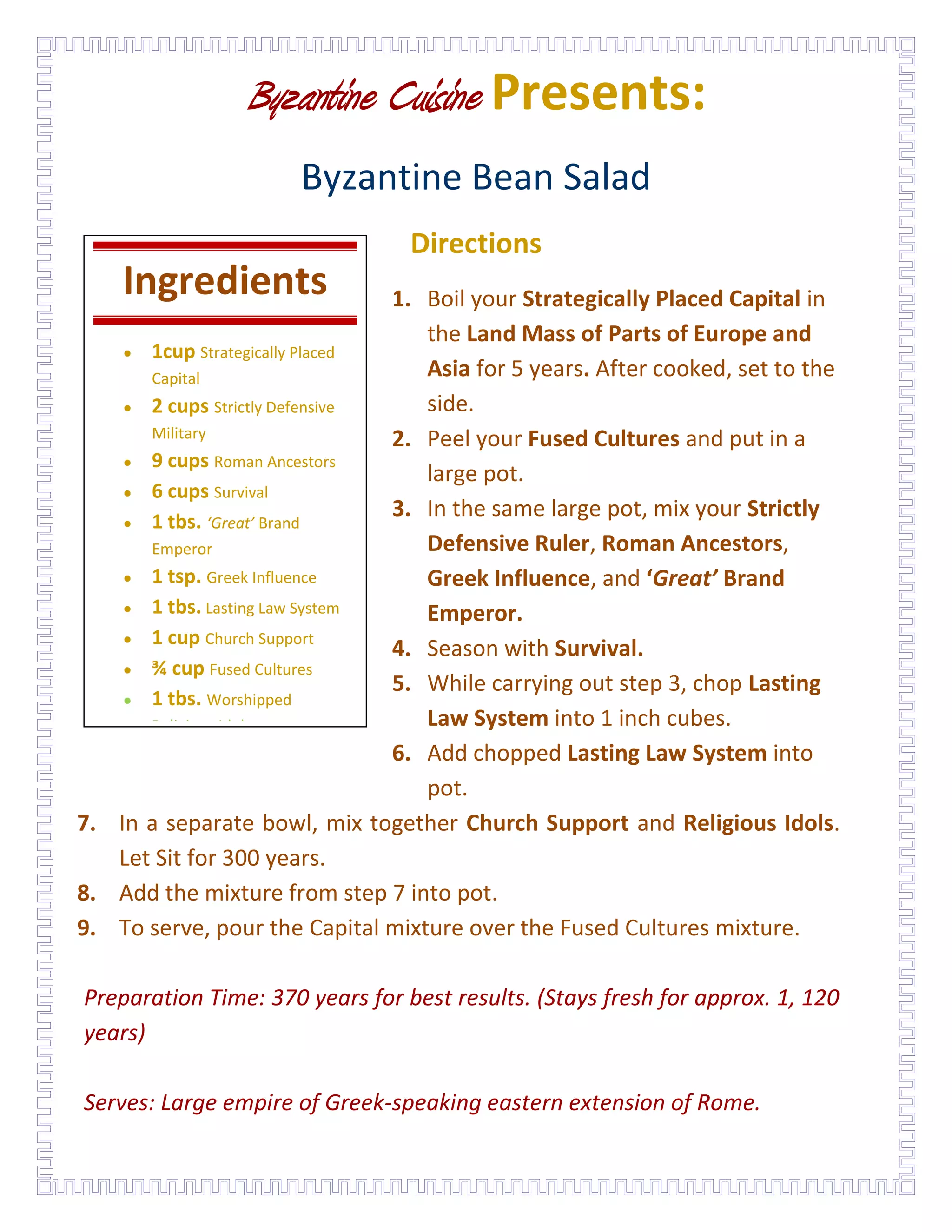 Byzantine cuisine | DOCX