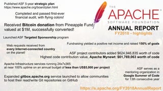 State of the Feather - ApacheCon North America 2018 | PDF | Web Development | Internet