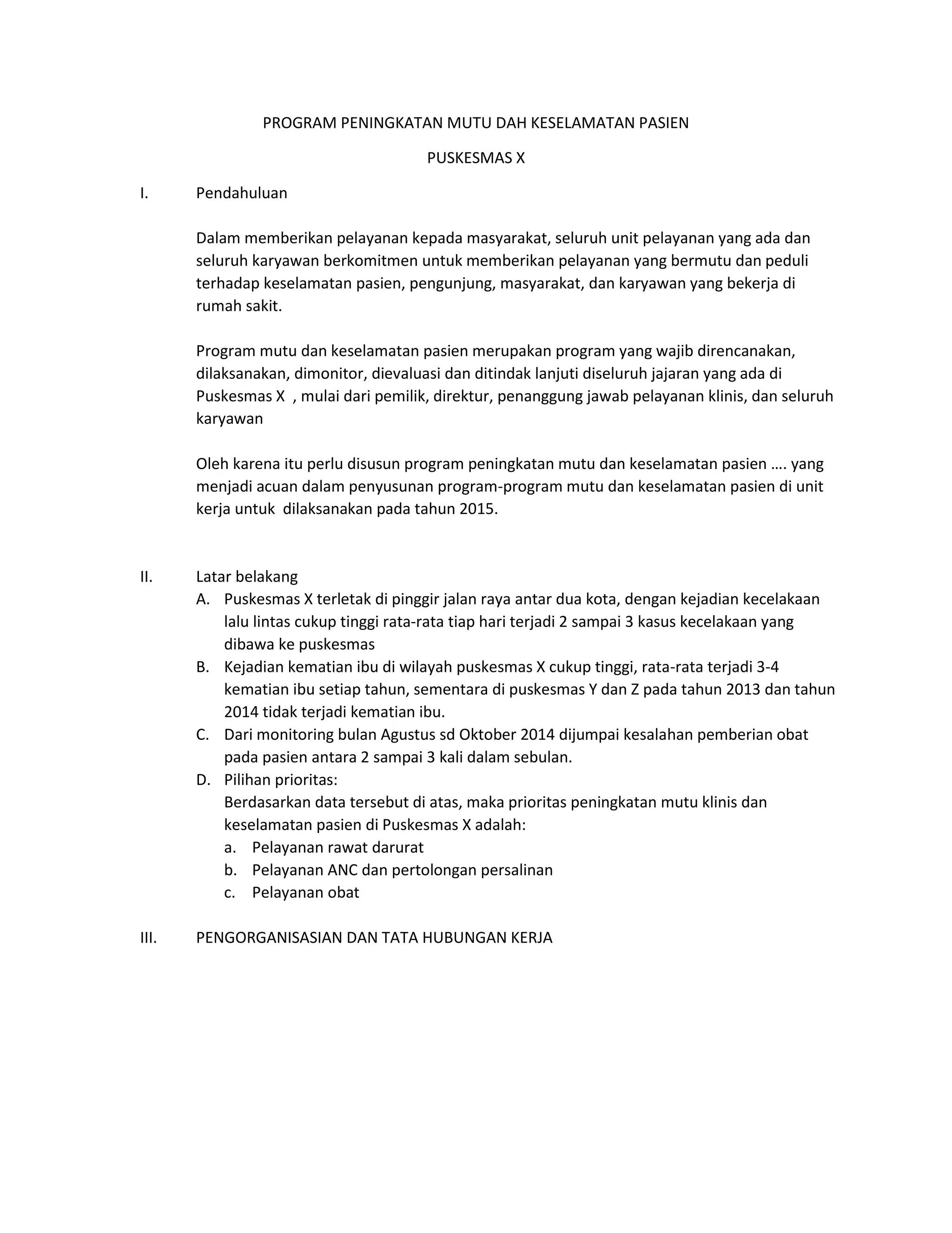 Contoh program peningkatan_mutu_dan_keselamatan_pasien | PDF