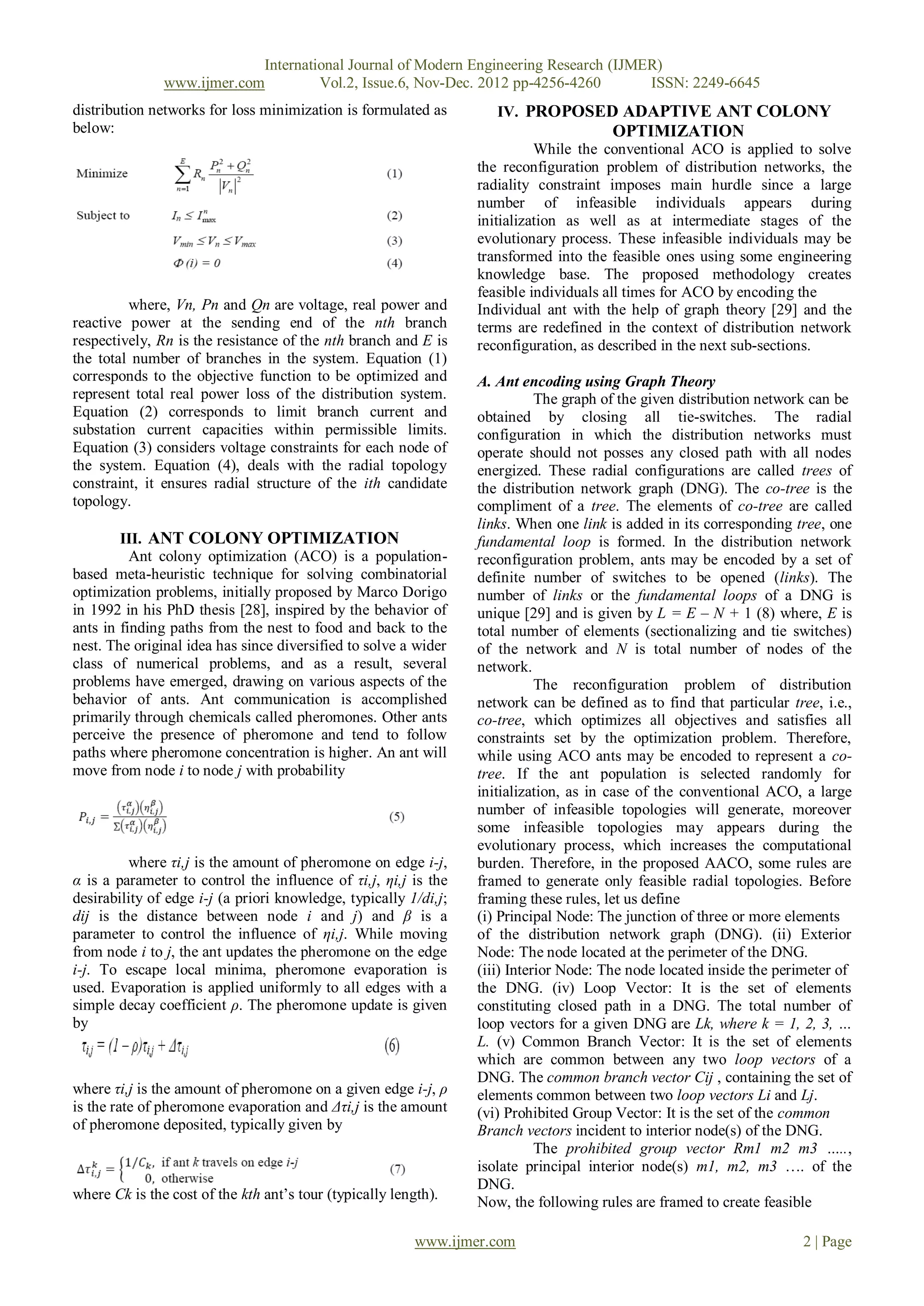Real Power Loss Reduction in Distribution Systems Using Ant Colony Optimization Adapted By Graph ...