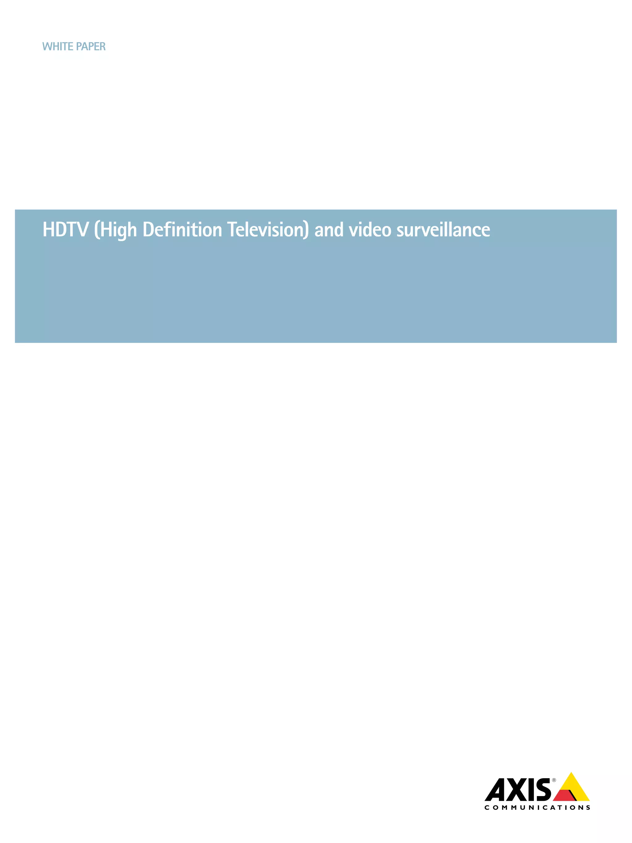 HDTV (High Definition Television) and video surveillance | PDF