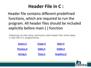 Basics of C porgramming | PPTX