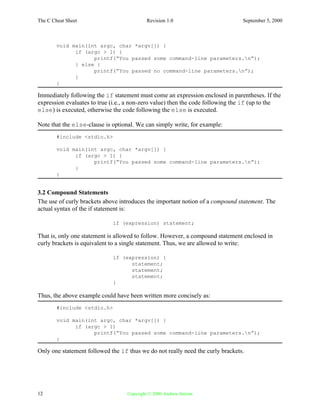 C cheat sheet | PDF