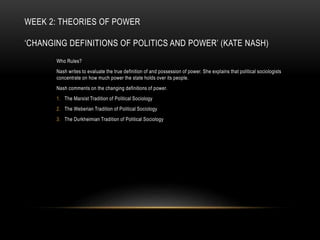 Politics, Power and Resistance | PPTX