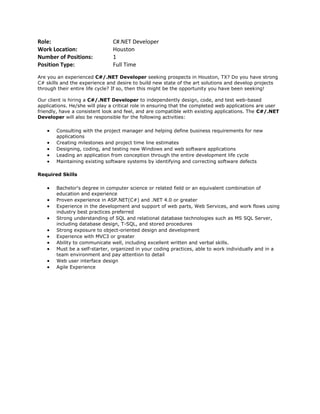 C#.NET Developer | DOCX