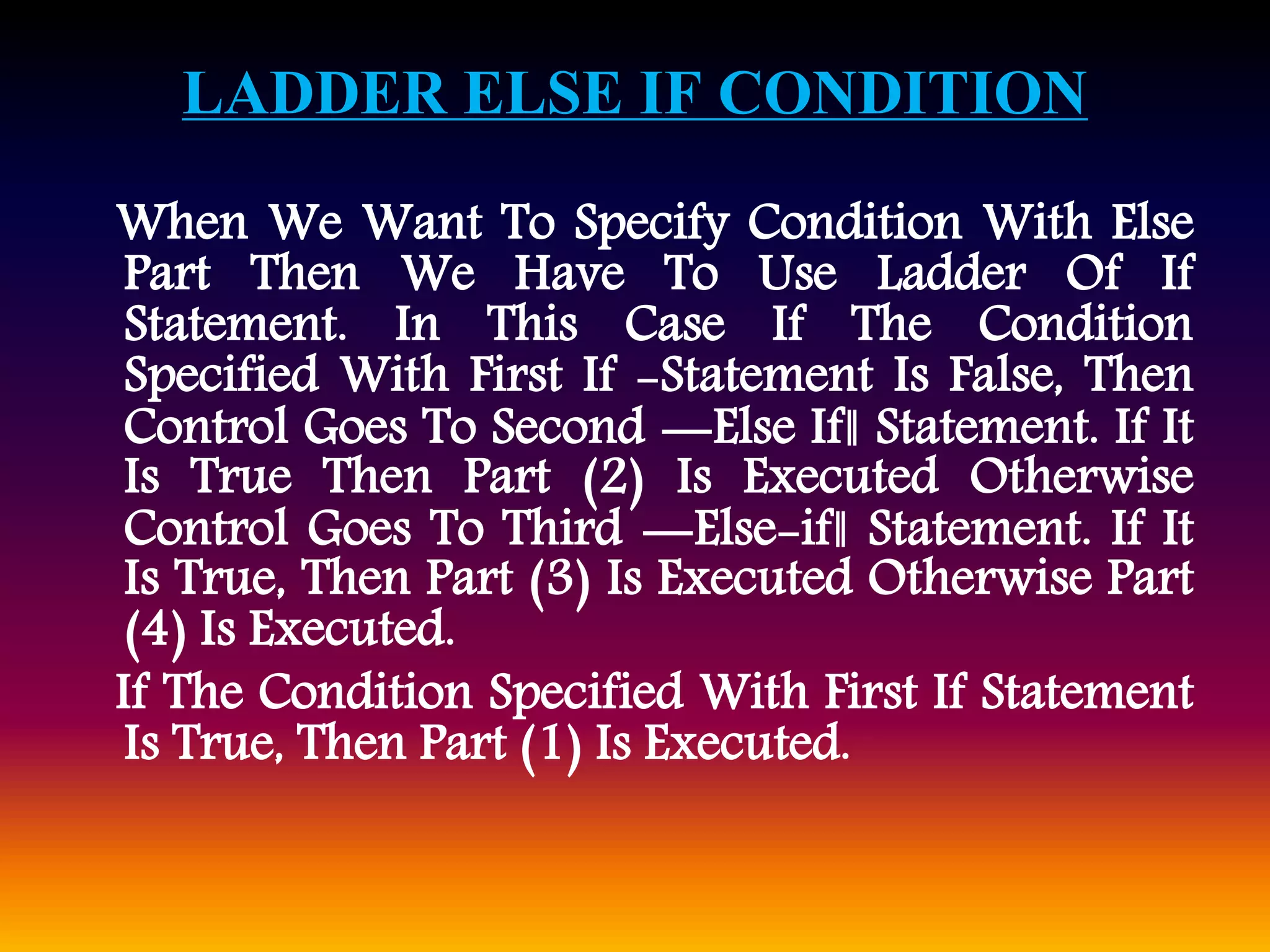 CONDITIONAL STATEMENT IN C LANGUAGE | PPTX