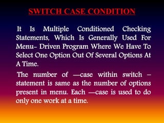 CONDITIONAL STATEMENT IN C LANGUAGE | PPTX