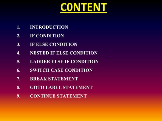 CONDITIONAL STATEMENT IN C LANGUAGE | PPTX