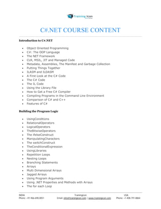 C#. NET ONLINE TRAINING | PDF
