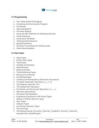 C#. NET ONLINE TRAINING | PDF