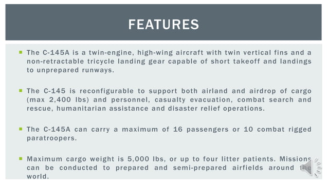 C 145 a, usa - skytruck light twin-engine aircraft | PPTX