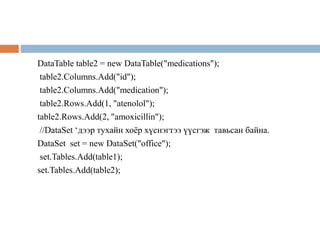 datatable ,dataset,datagridview in C# | PPTX