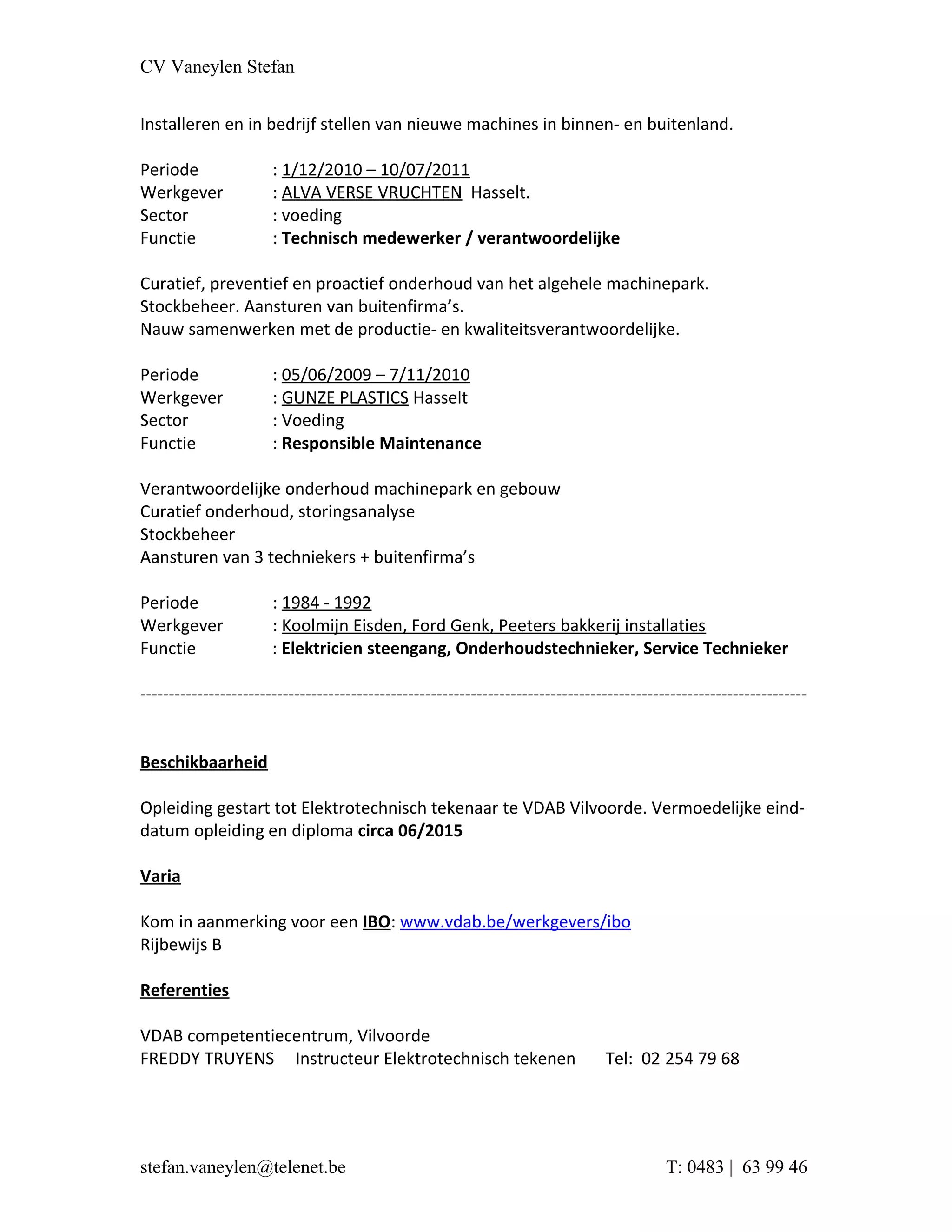 C.V. Vaneylen Stefan | DOC