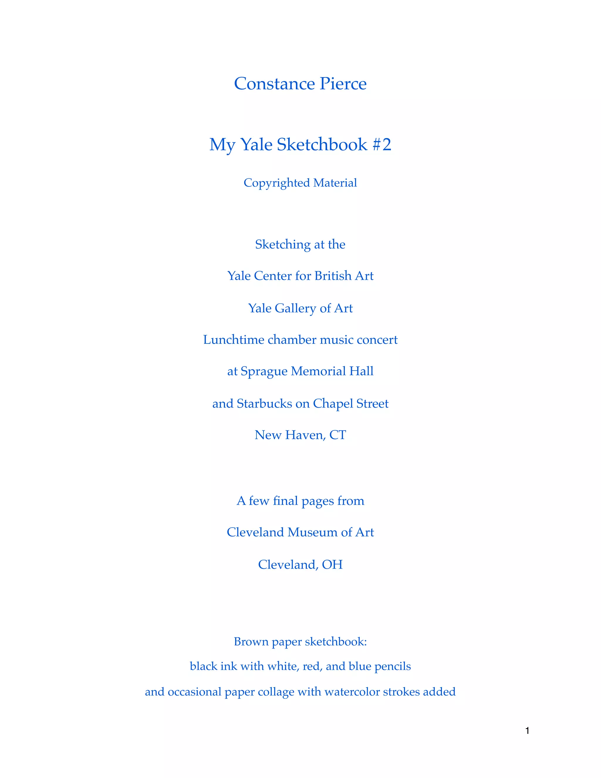 Constance Pierce: My Yale Sketchbook #2 | PDF | Drawing and Sketching ...
