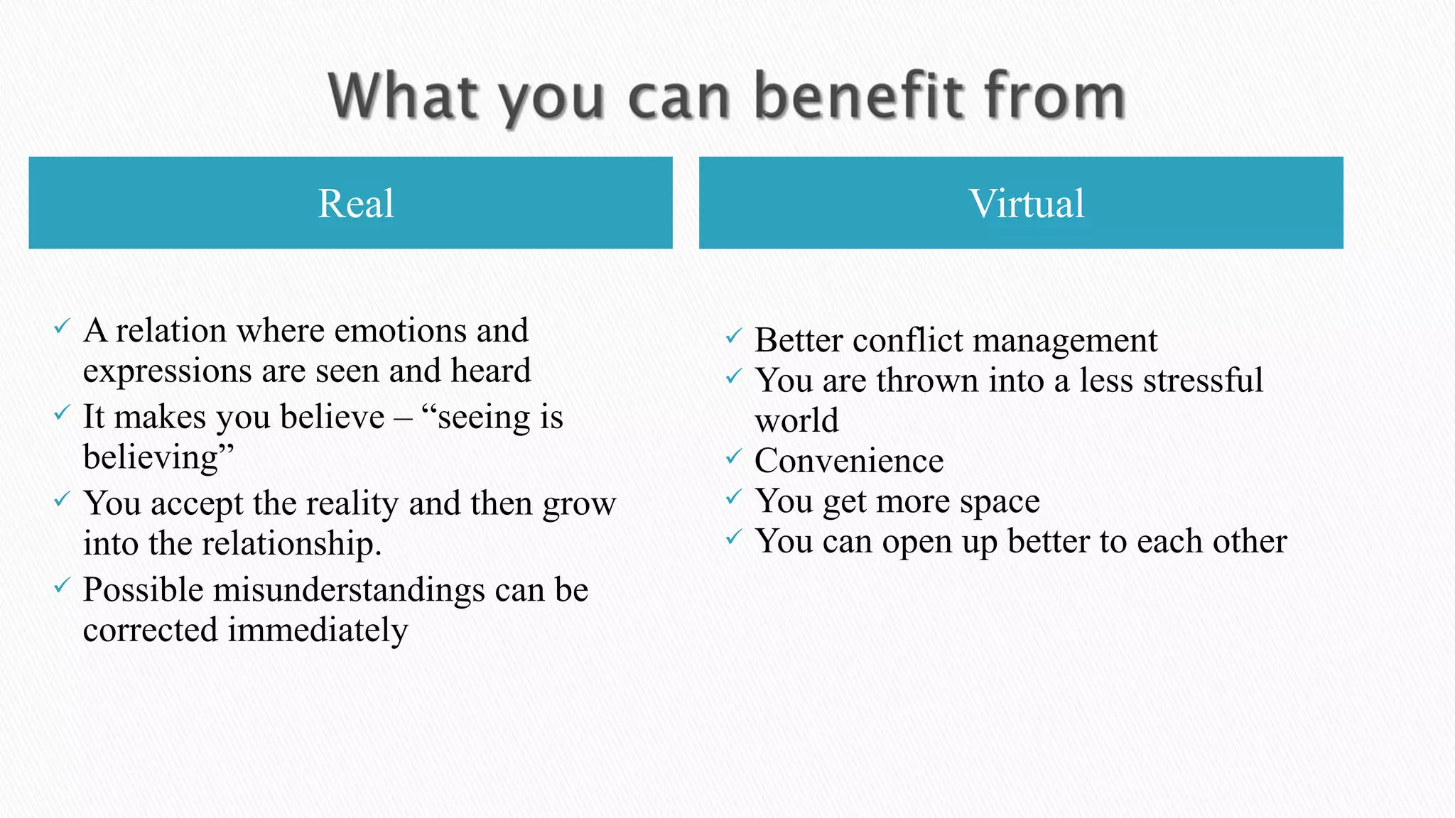 Real Vs Virtual Relationships | PPT