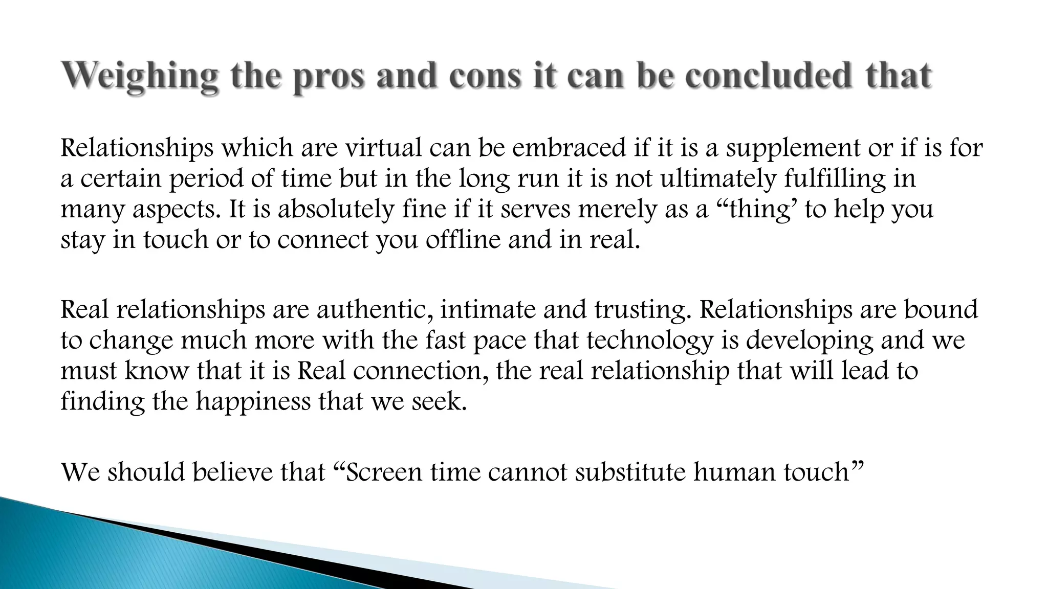 Real Vs Virtual Relationships | PPT