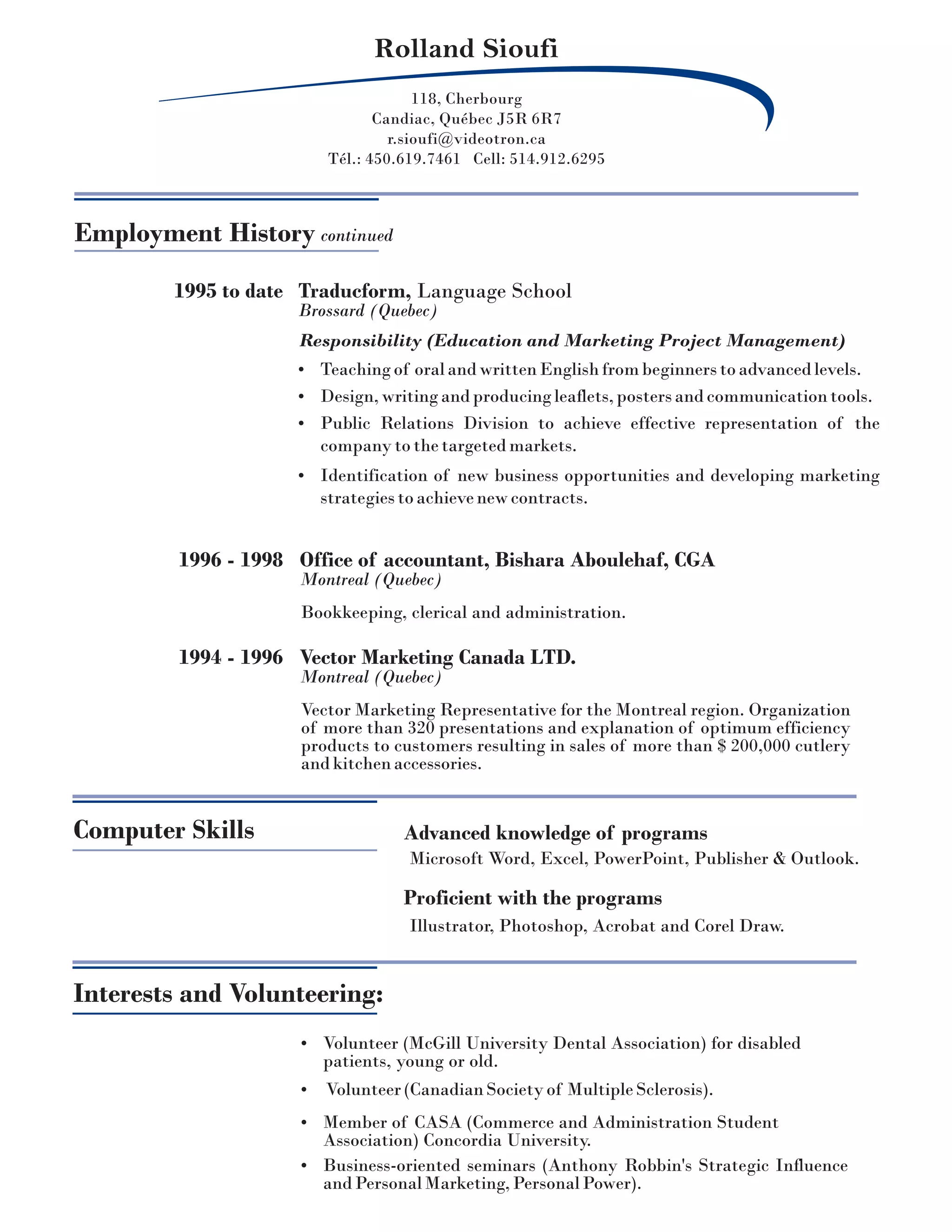 C.V. Rolland Sioufi_English | PDF