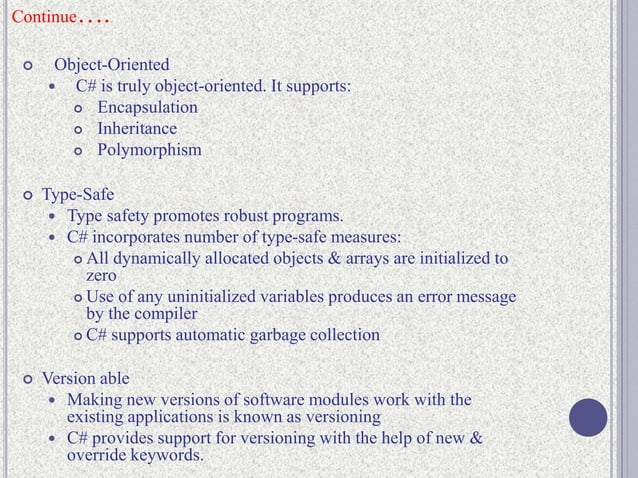 C# programming language | PPTX | Programming Languages | Computing