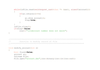 C++ coding for Banking System program | PDF