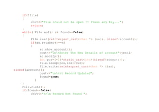 C++ coding for Banking System program | PDF