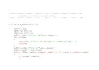 C++ coding for Banking System program | PDF