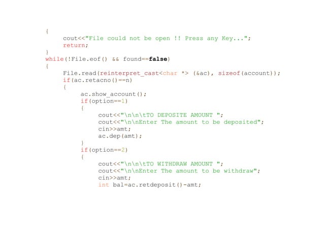 C Coding For Banking System Program Ppt
