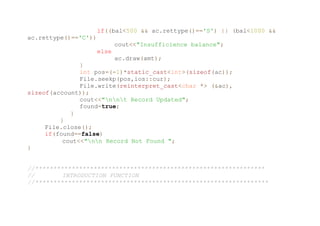 C++ coding for Banking System program | PDF