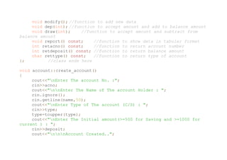 C++ coding for Banking System program | PDF