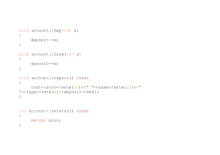 C++ coding for Banking System program | PDF