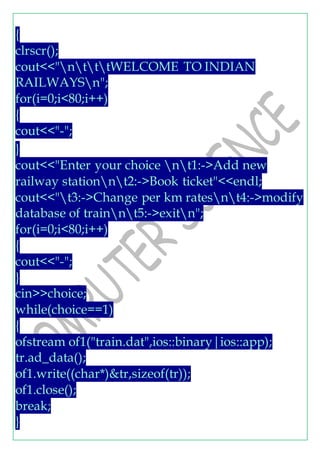 C.S. project report on railway ticket reservation | DOCX