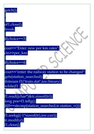 C.S. project report on railway ticket reservation | DOCX
