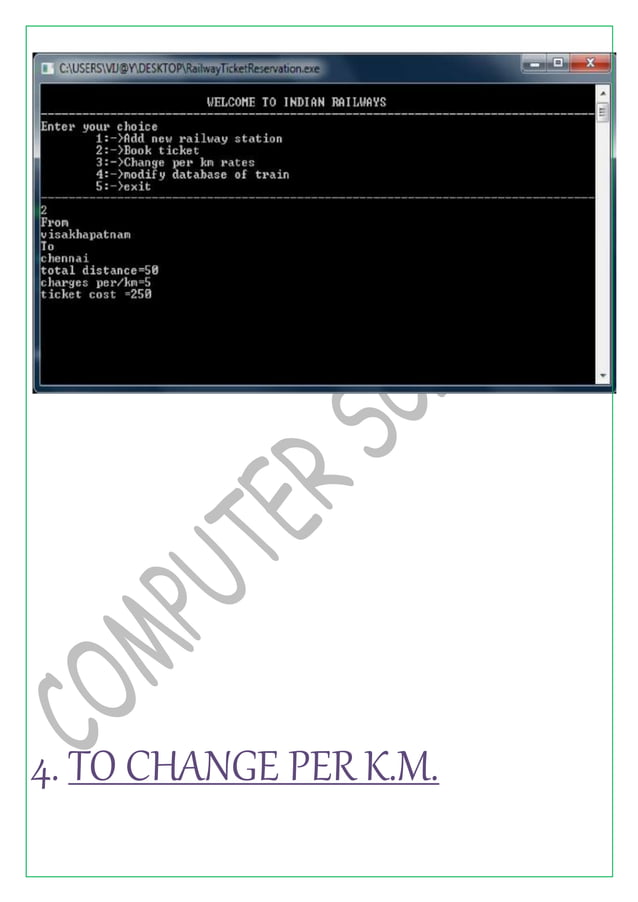 C.S. project report on railway ticket reservation | DOCX | Programming Languages | Computing