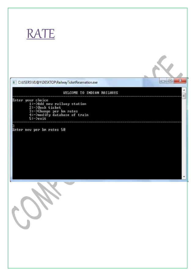 C.S. project report on railway ticket reservation | DOCX | Programming Languages | Computing