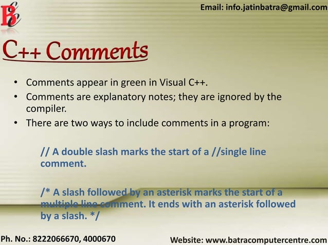C++ Programming Language Training in Ambala ! Batra Computer Centre | PPT
