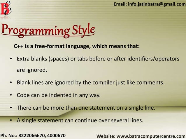 C++ Programming Language Training in Ambala ! Batra Computer Centre | PPT