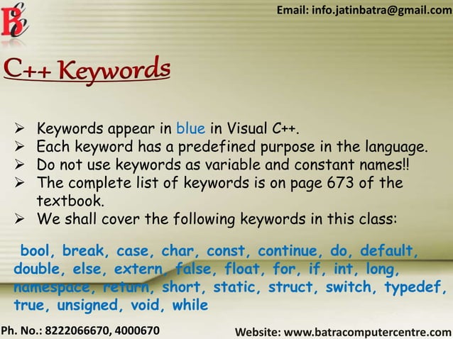 C++ Programming Language Training in Ambala ! Batra Computer Centre | PPT