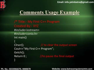 C++ Training Institute in Ambala ! Batra Computer Centre | PPT